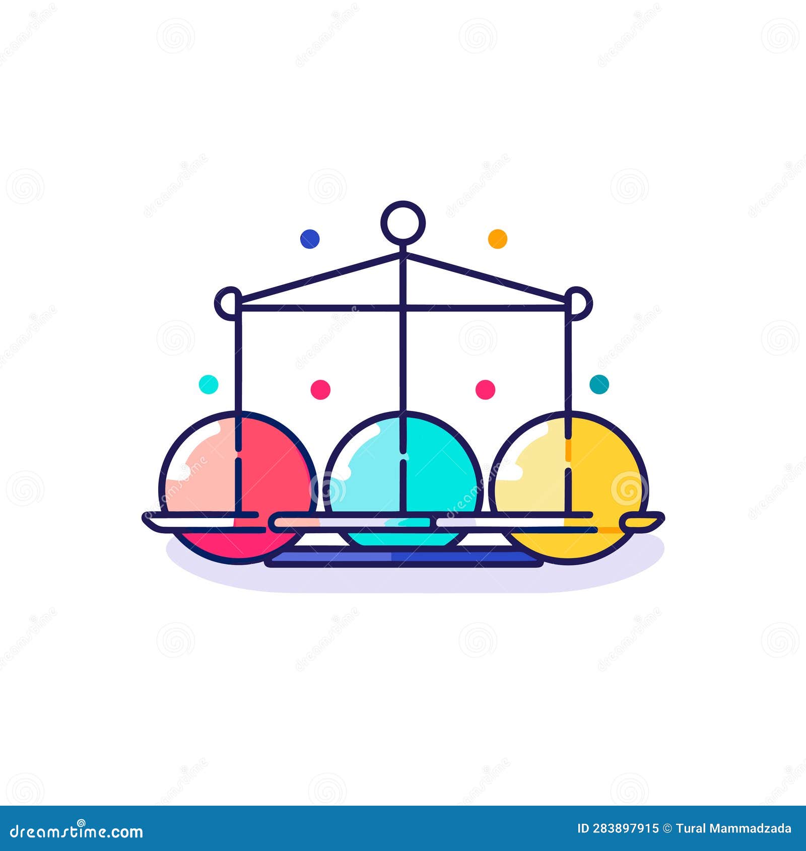 Vector of a Balanced Scale with Three Colorful Balls on Top Stock ...
