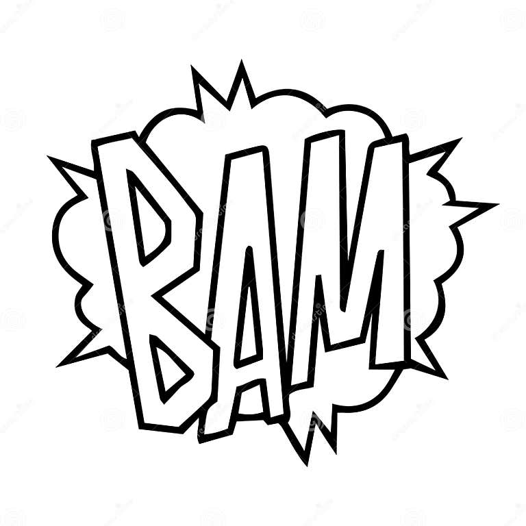 Vector Bam Comics Icon. Hand Drawn Cloud Speech Bubble Element with Bam ...