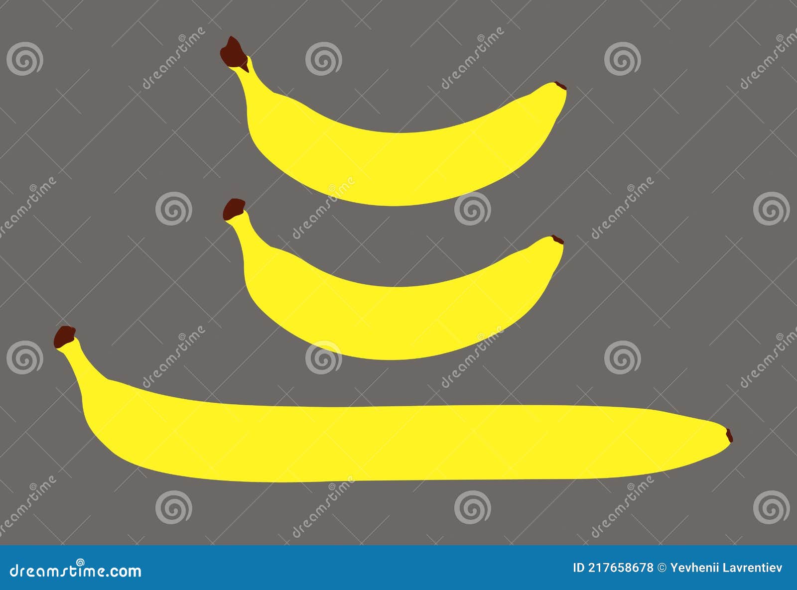 Vector Bananas of Different Shapes. Three Simple Ripe Yellow Bananas ...