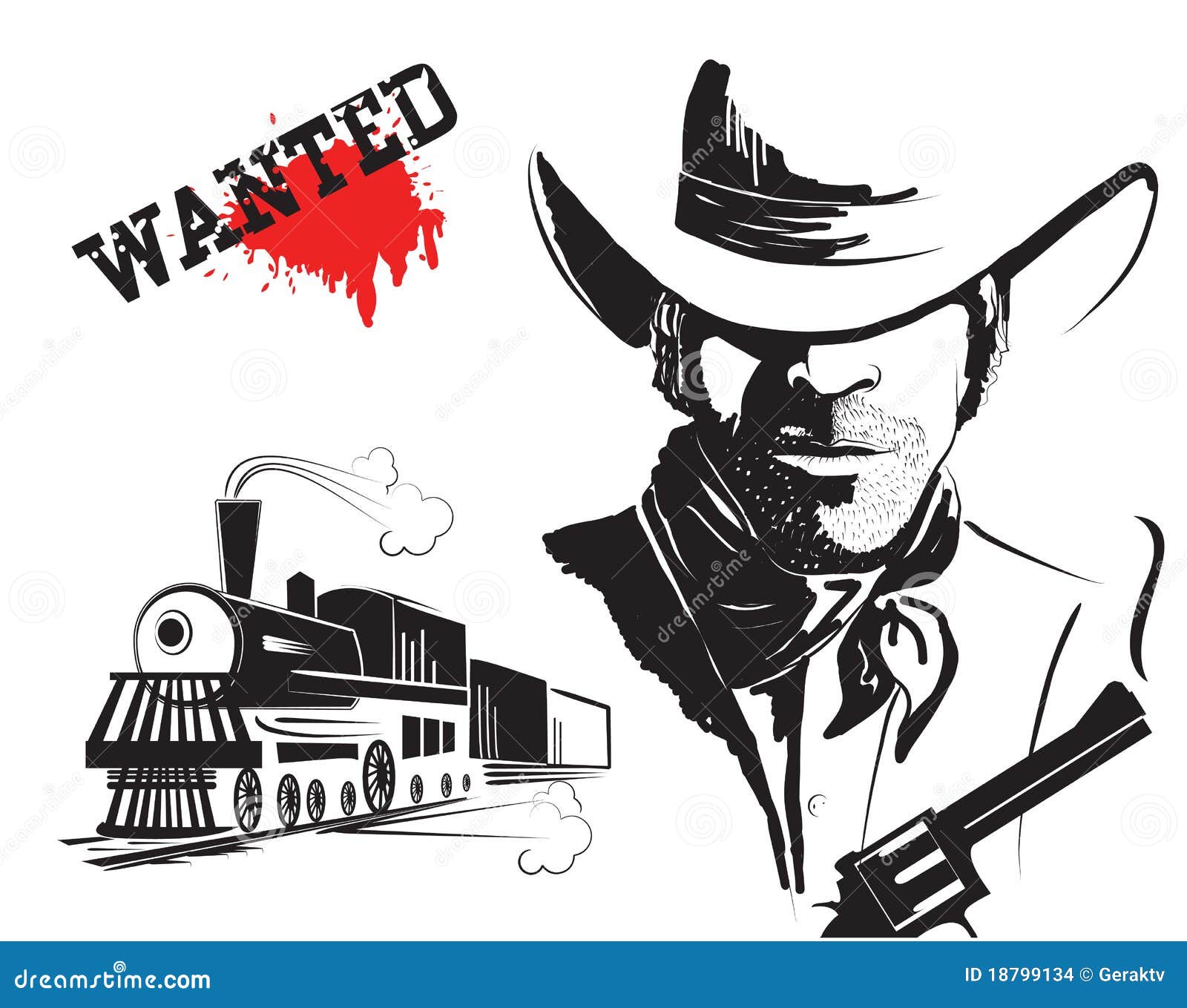 Vector Bandit and Locomotive Stock Vector - Illustration of horizontal ...