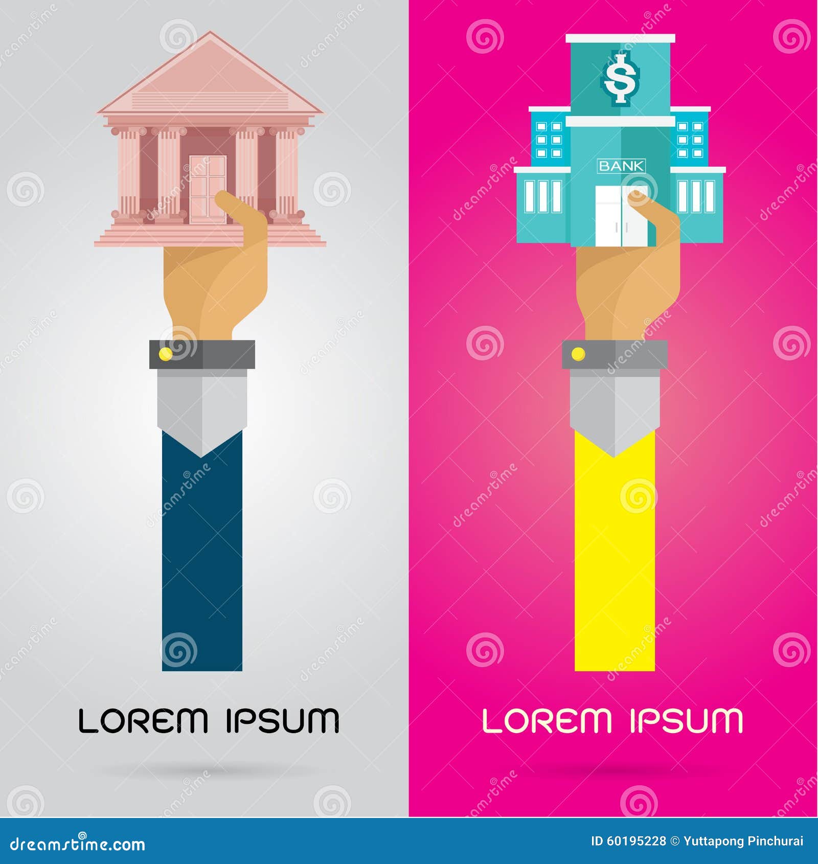 Vector Bank Building Modern Icon Set Arm and Hand Stock Vector ...