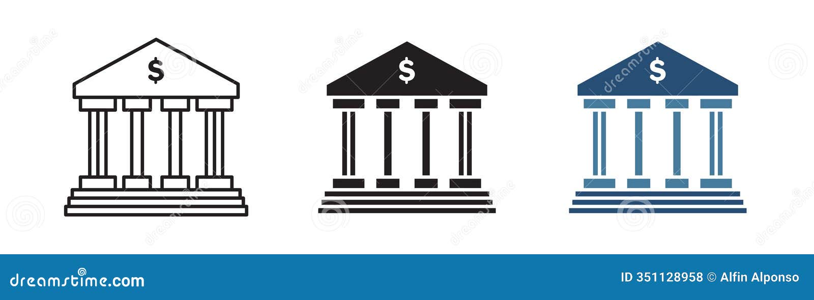 Vector Bank Icon in Multiple Style. Bank Symbols Stock Illustration ...