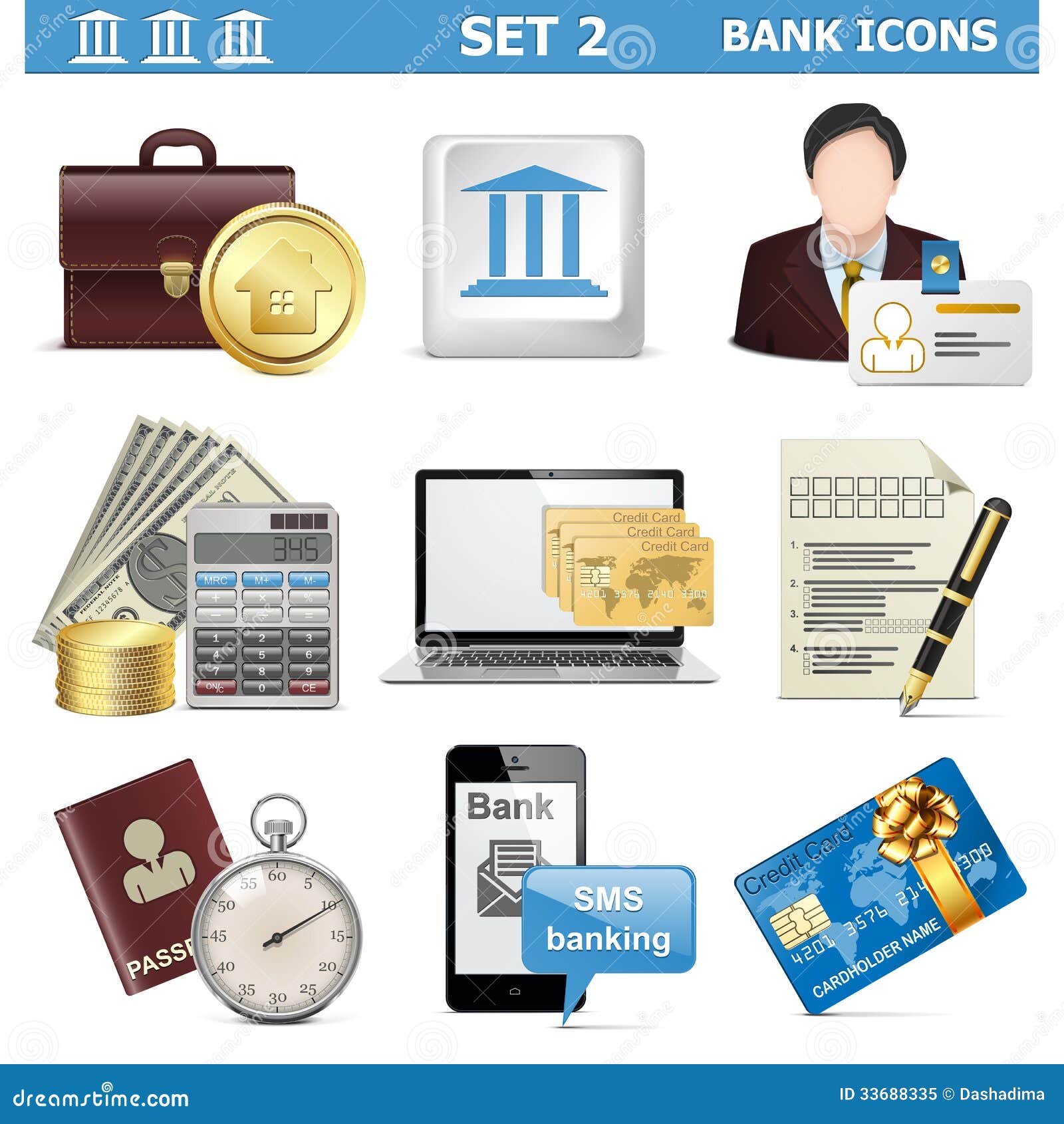 Bank Icons. Azzuro Series Vector Illustration | CartoonDealer.com #28970502