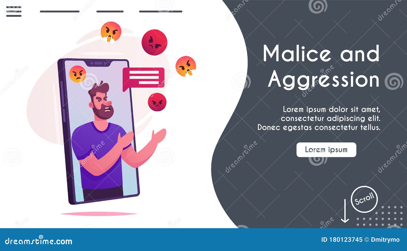 Vector Banner Aggressive Man Comments Online Chat Stock Vector ...