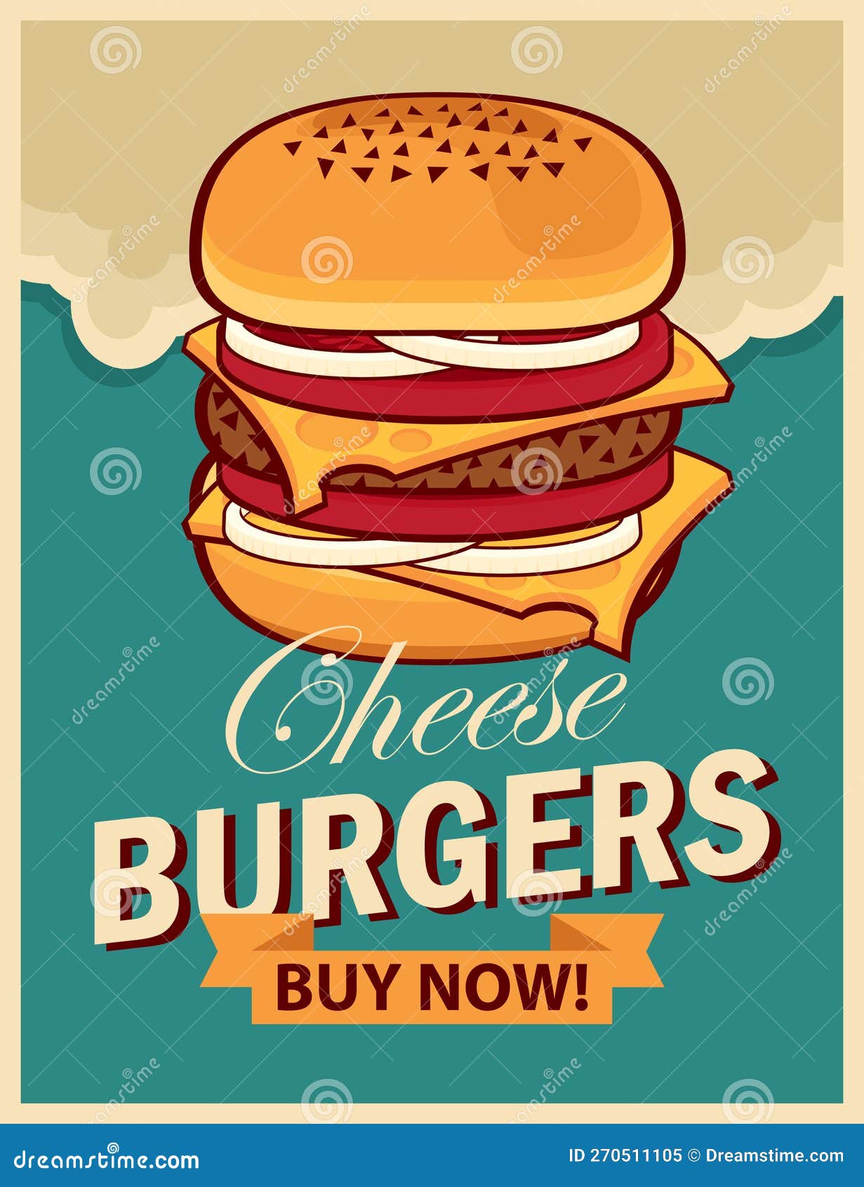 Cheeseburger on Retro Style Stock Vector - Illustration of logo, meal ...