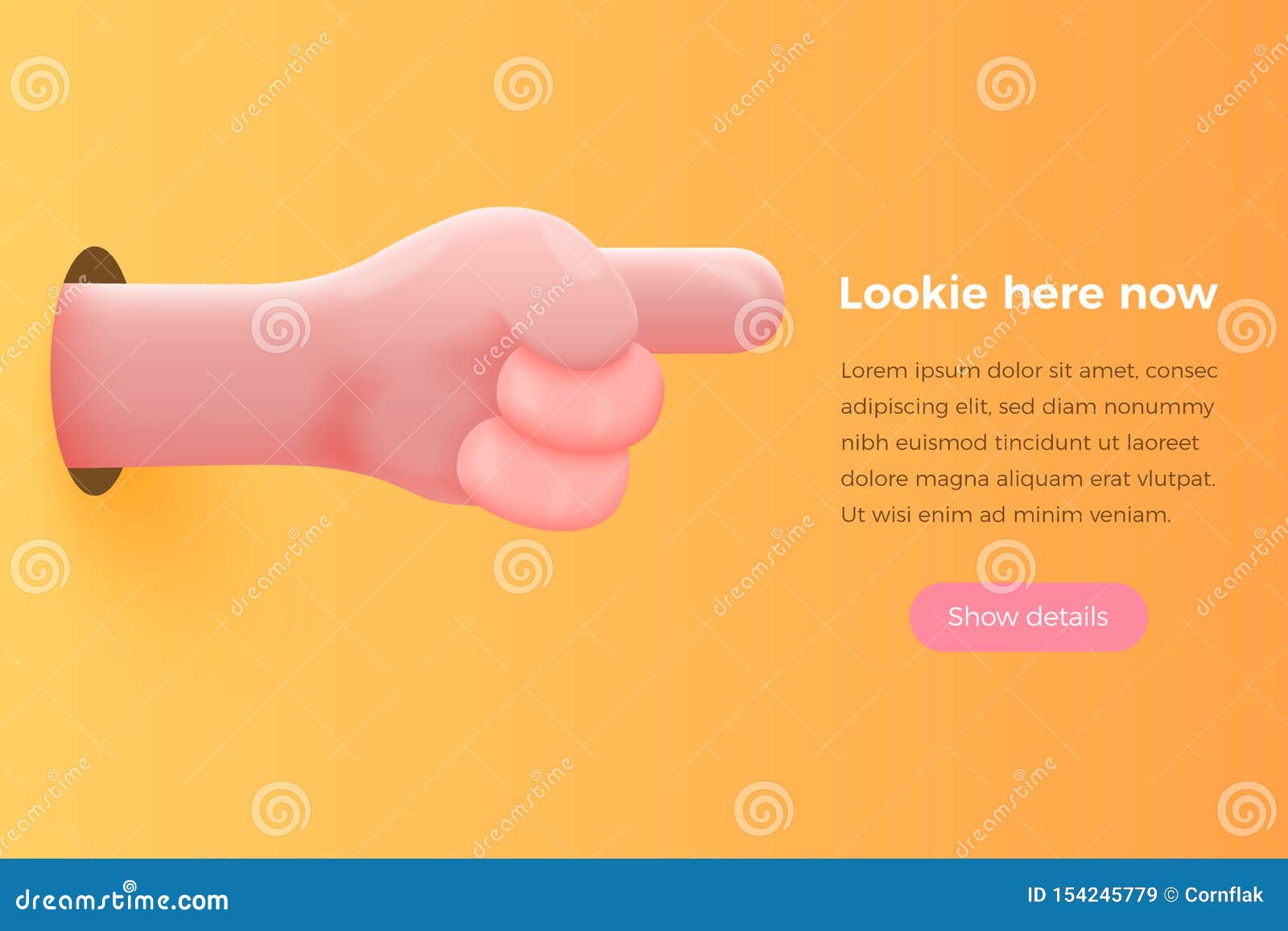 Vector Cartoon Realistic Hand Point at the Header Stock Vector ...