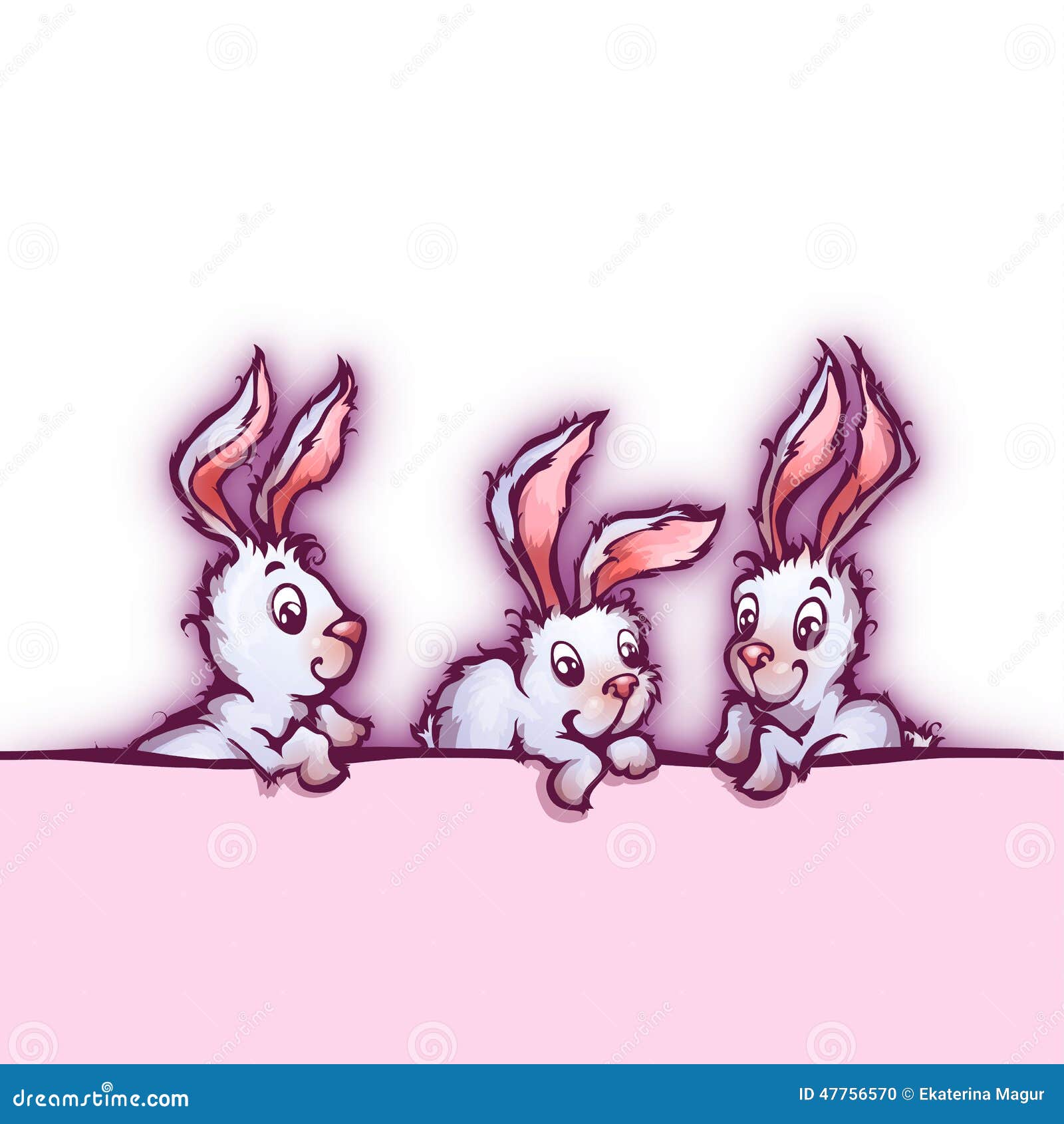 Vector Banner with Cute Cartoon Rabbits Stock Vector - Illustration of ...