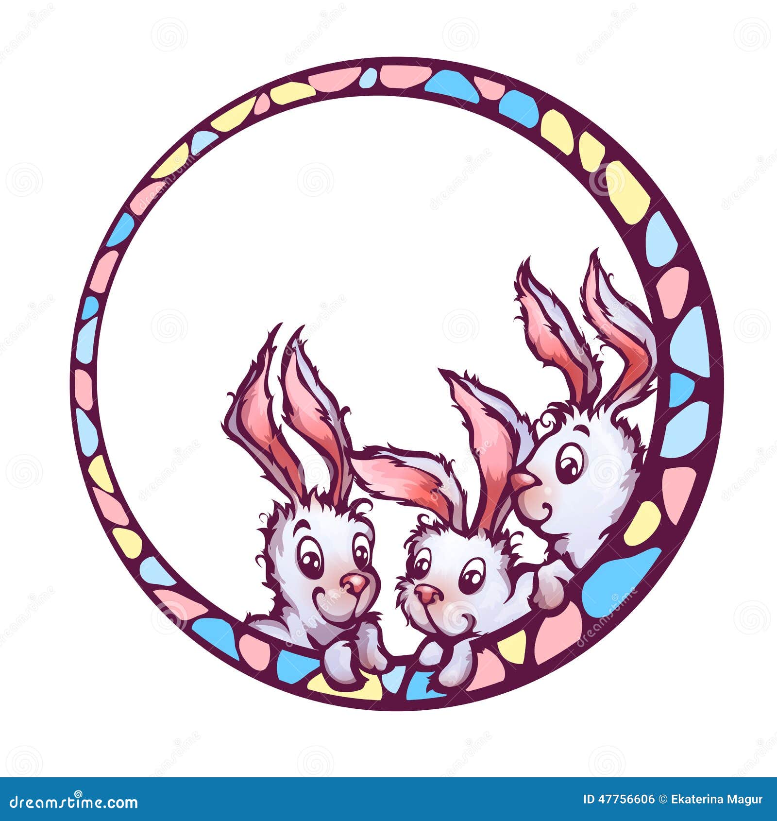 Vector Banner with Cute Cartoon Rabbits Stock Vector - Illustration of ...