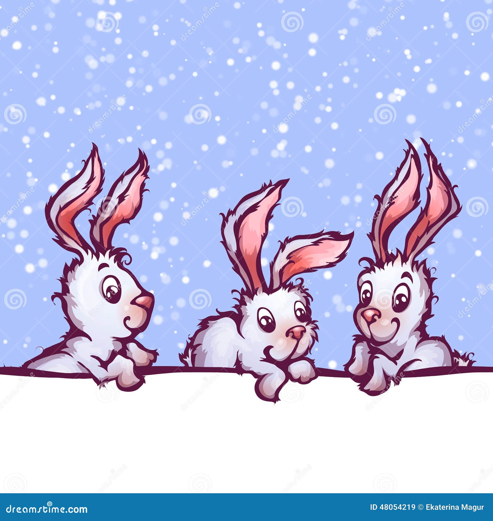 Vector Banner with Cute Cartoon Rabbits Stock Vector - Illustration of ...