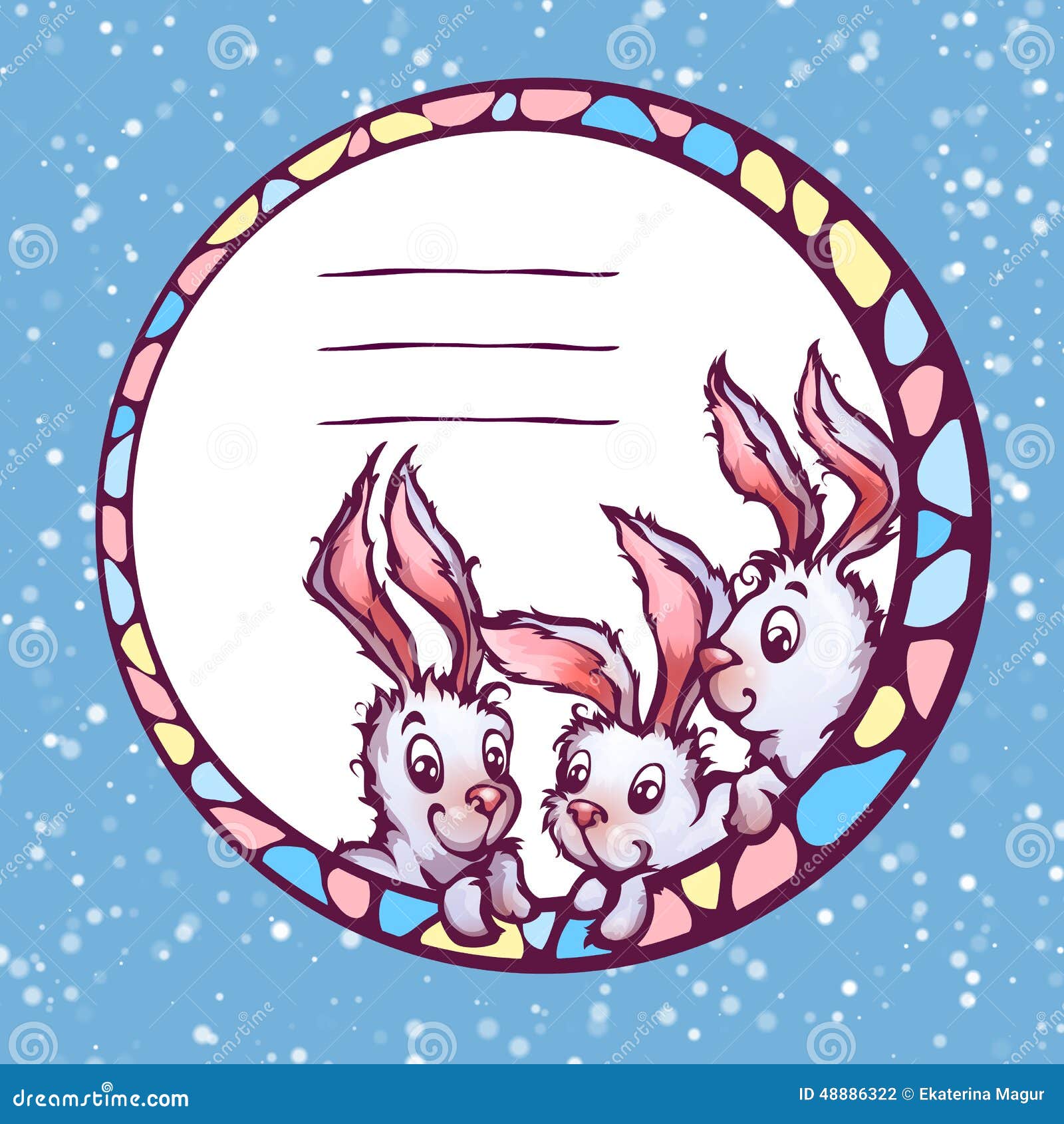Vector Banner with Cute Cartoon Rabbits Stock Vector - Illustration of ...
