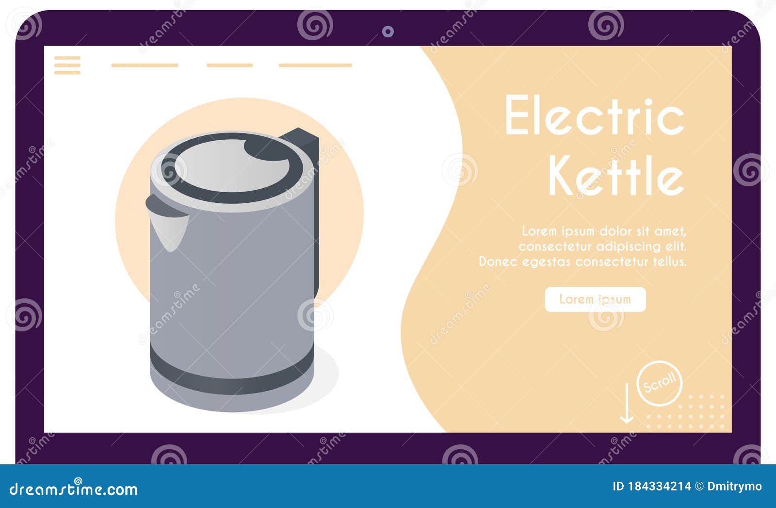 Vector Banner of Electric Kettle in Isometric View Stock Vector ...