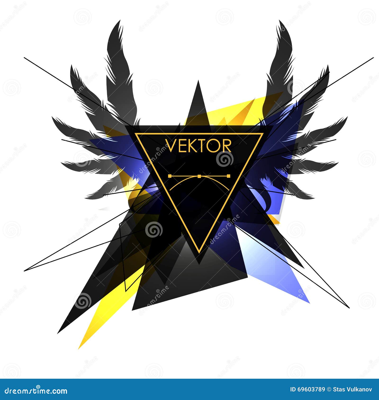 Vector Banner of Geometric Shapes and Wings, Stock Illustration ...