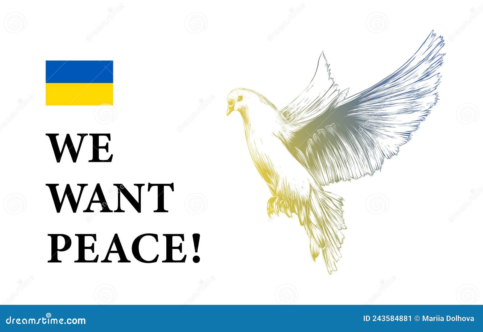 Vector Banner with Hand Drawn Unique Pigeon Gradient Illustration ...