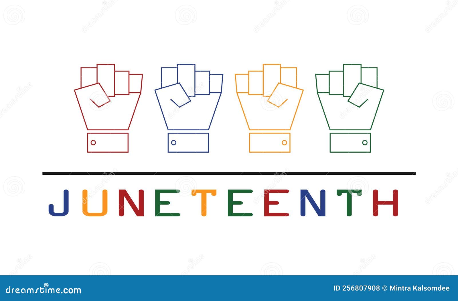 Four Hand Four Color in Juneteenth Stock Illustration - Illustration of ...