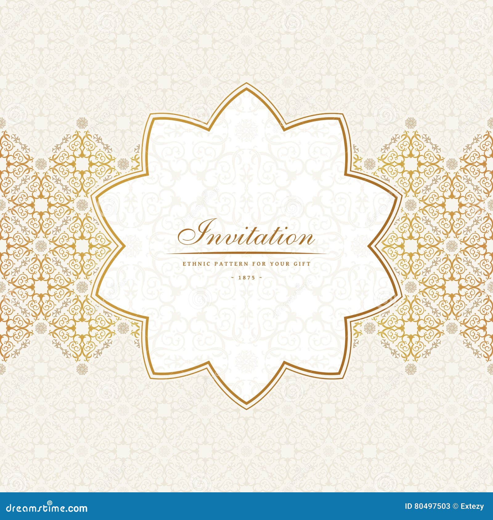 Banner Islam Ethnic Design. Gold Invitation Vintage Label Frame. Blank ...
