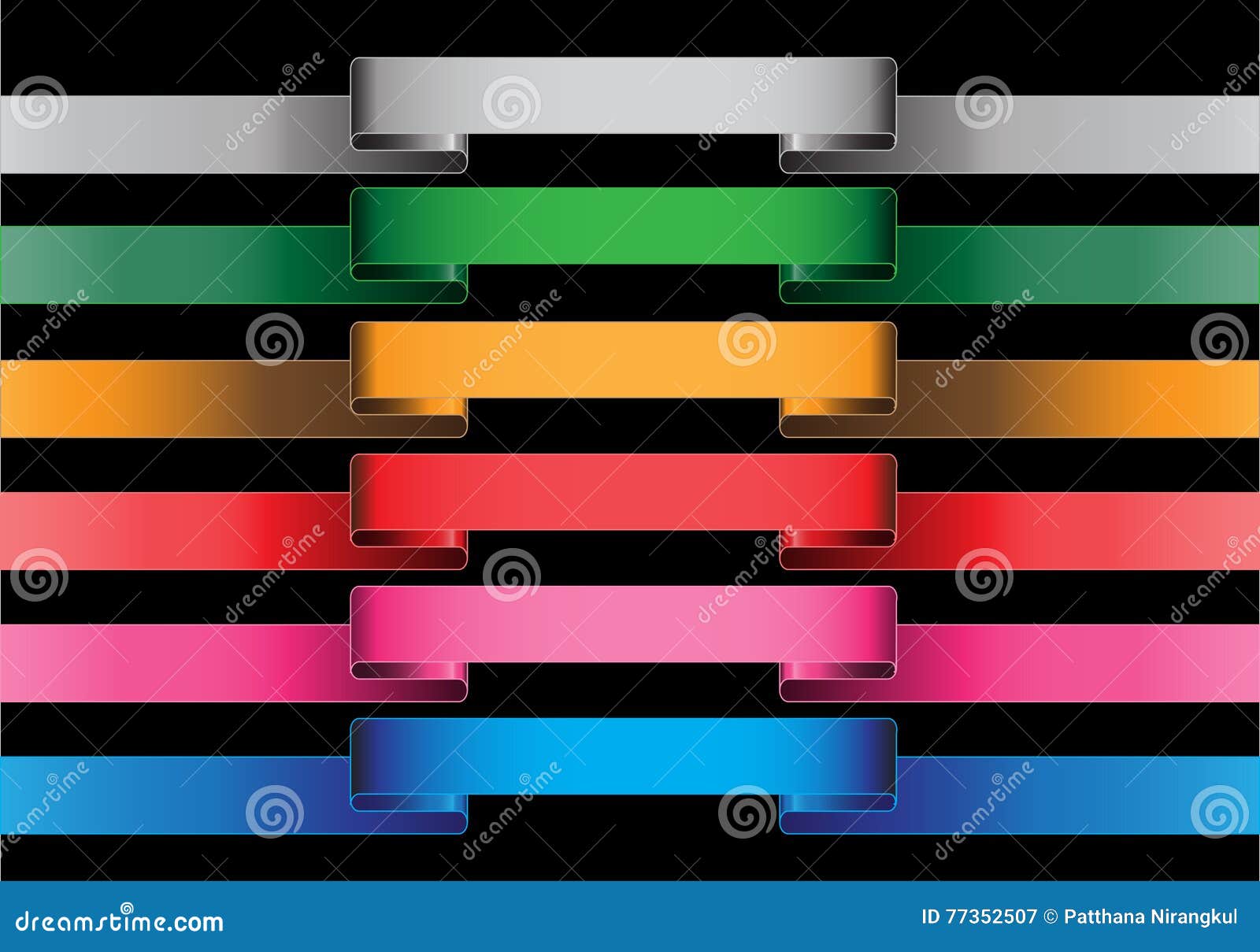 Vector Banner Label Ribbon Color Set on Black Stock Vector ...
