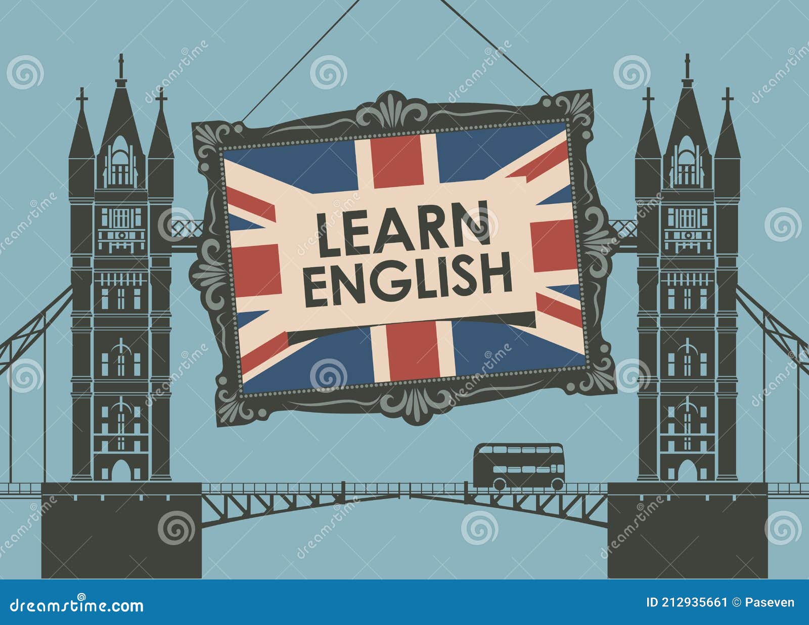 Vector Banner for Learn English with Tower Bridge Stock Vector ...