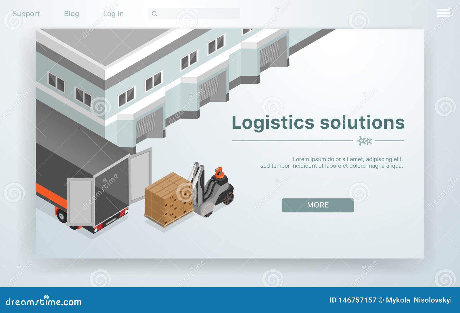 Vector Banner Logistic Solutions Cartoon Flat. Stock Vector ...