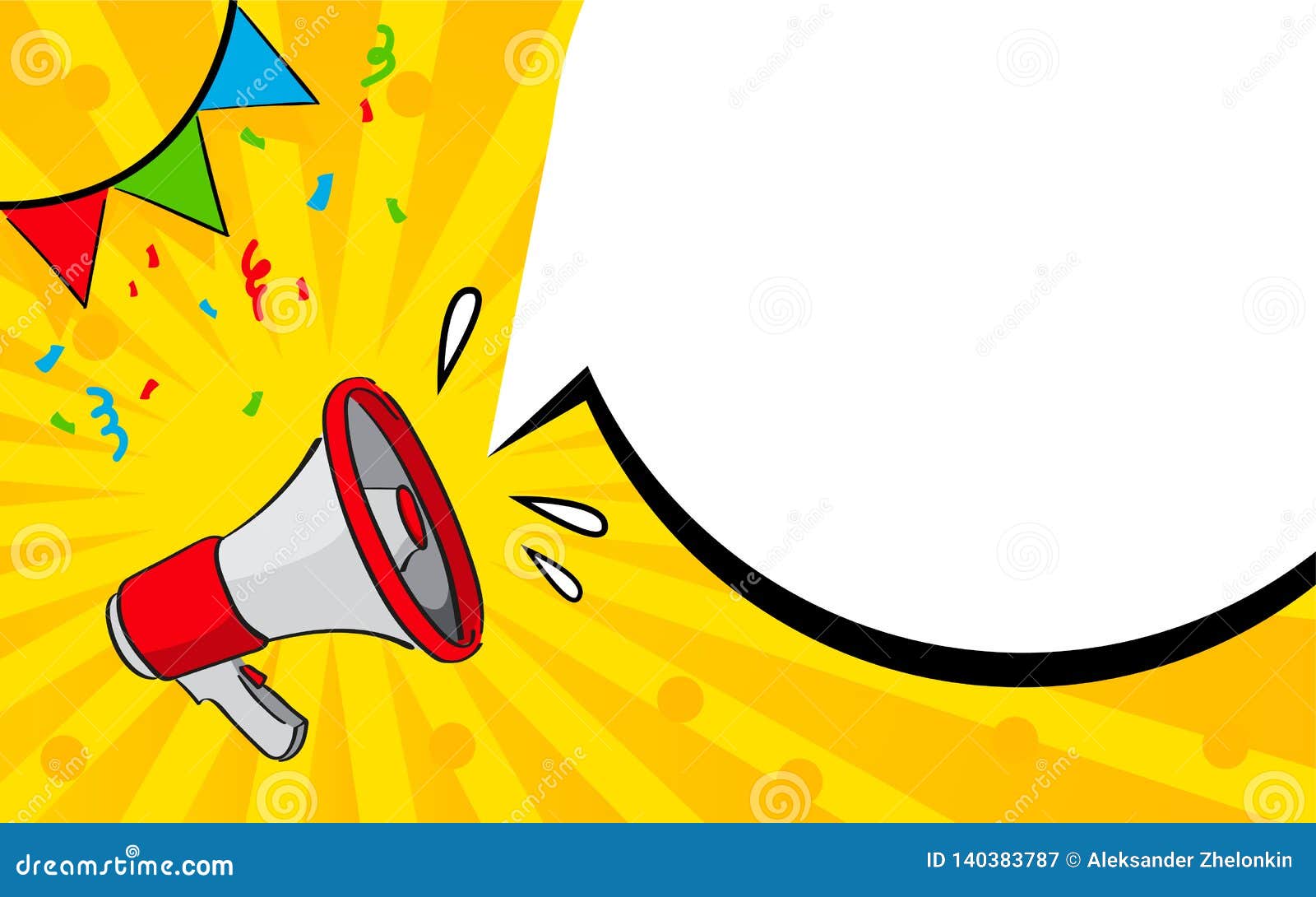 Vector Banner with Megaphone and Speech Bubble. Concept of Announcement ... Vector Banner with Megaphone and Speech Bubble. Concept of Announcement ...