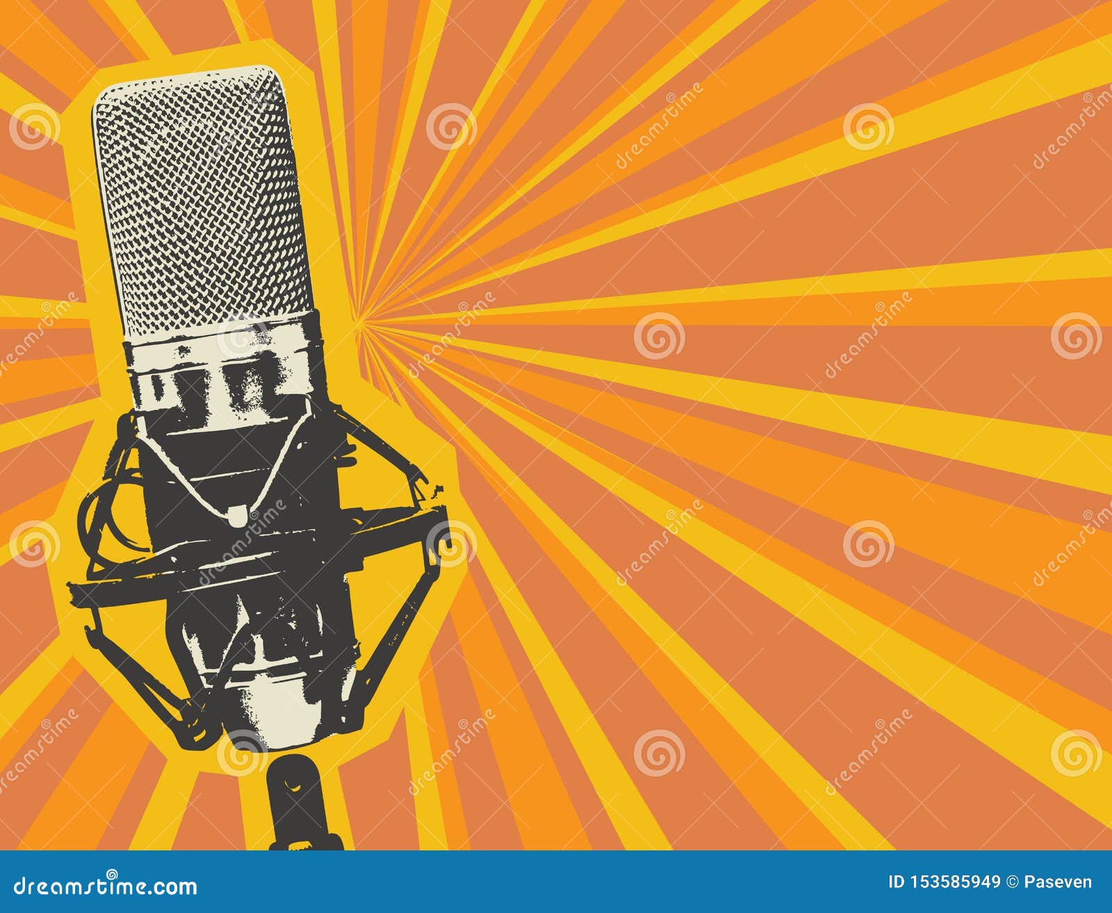 Vector Banner with Microphone and Place for Text Stock Vector ...