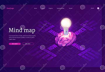 Vector Banner of Mind Map with Isometric Brain Stock Vector ...