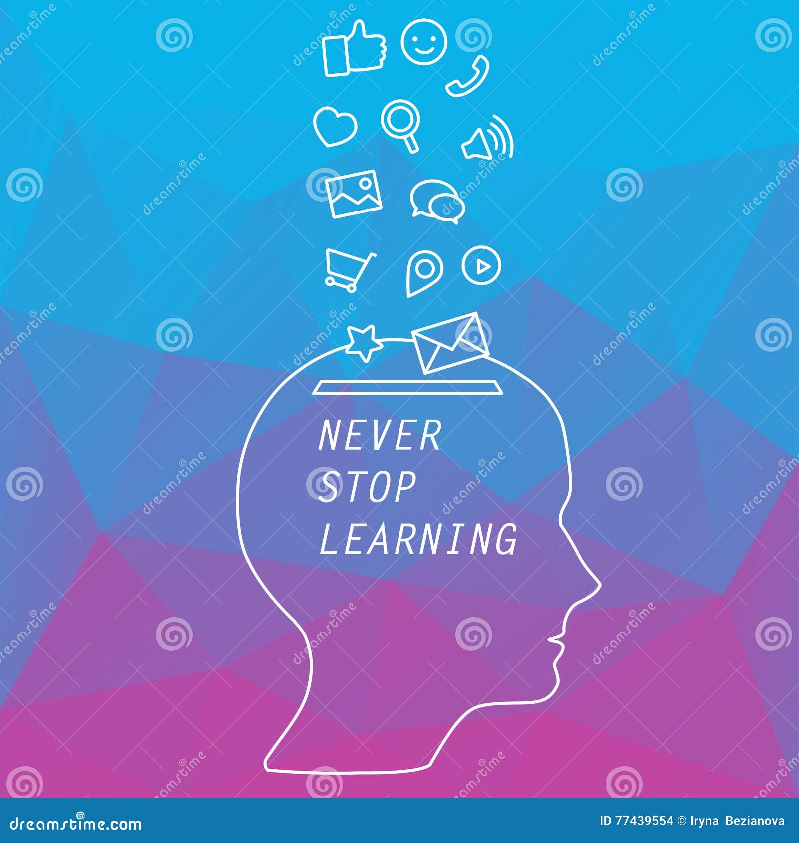 Vector Banner - Never Stop Learning Stock Vector - Illustration of icon ...