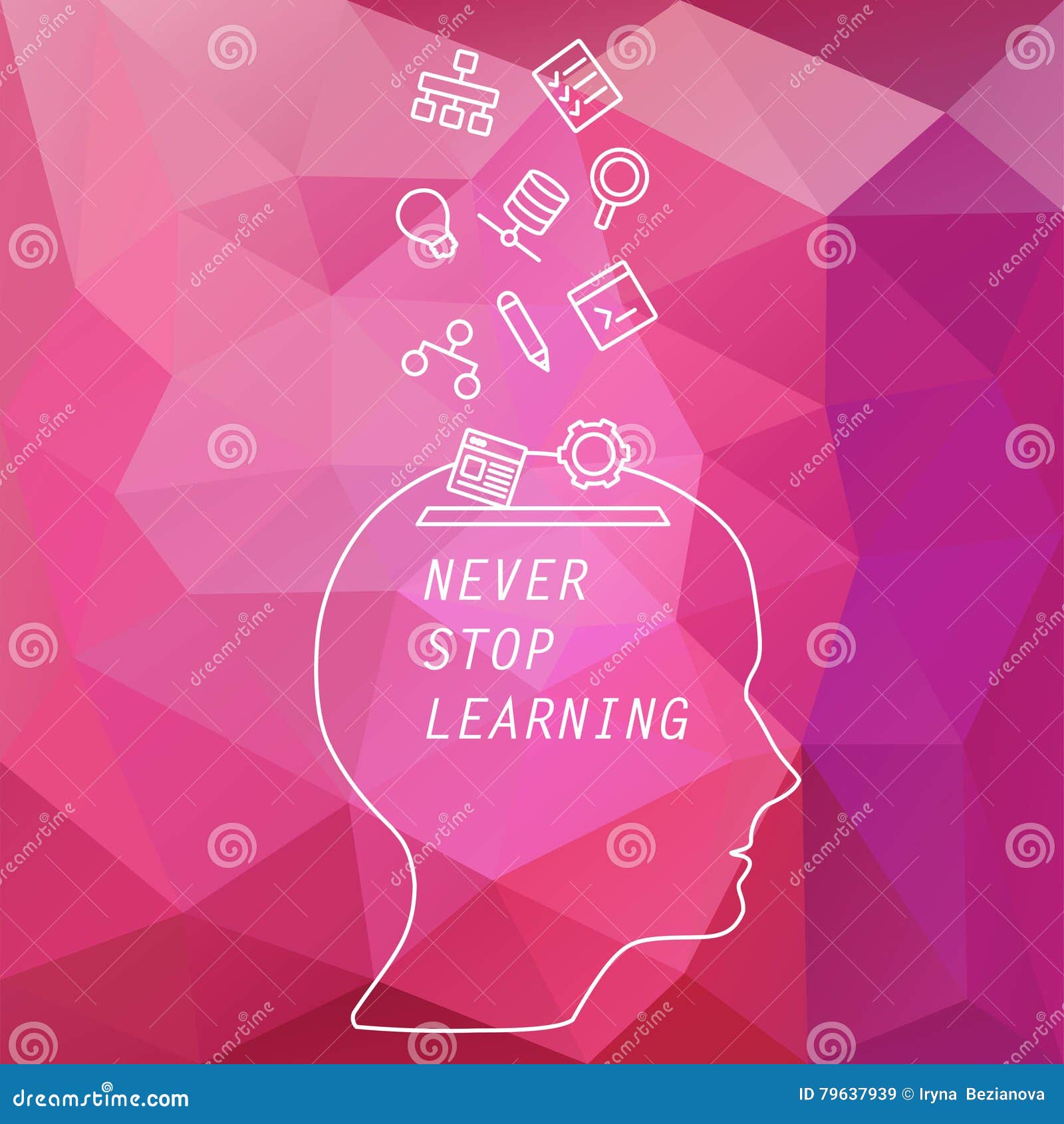 Vector Banner - Never Stop Learning Stock Vector - Illustration of ...