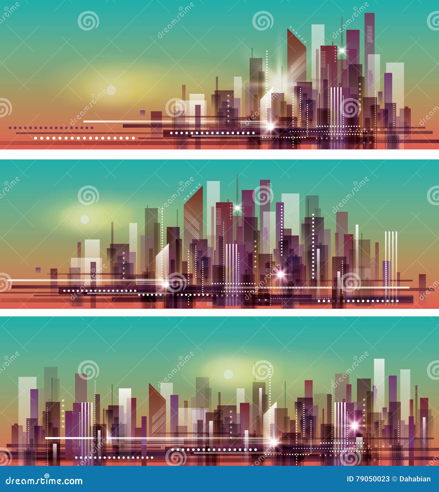 Vector Banner Night Cityscape. Stock Vector - Illustration of cityscape ...
