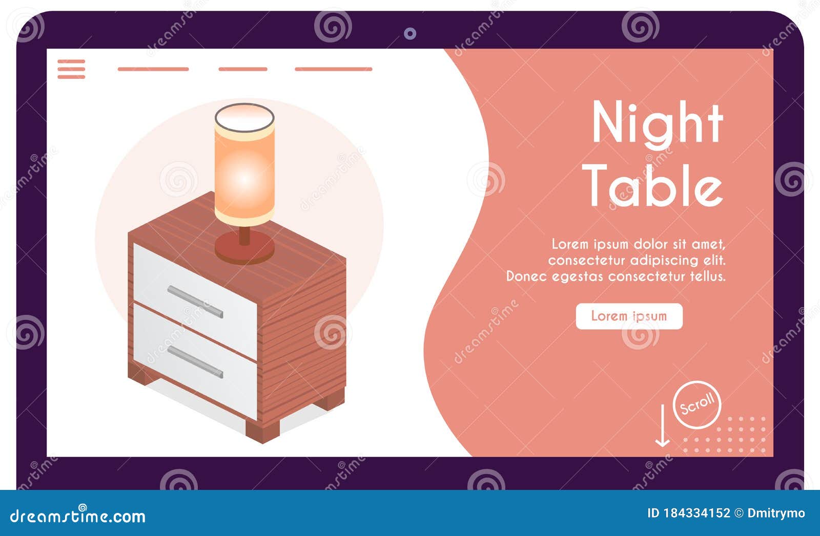 Vector Banner of Night Table in Isometric View Stock Vector ...