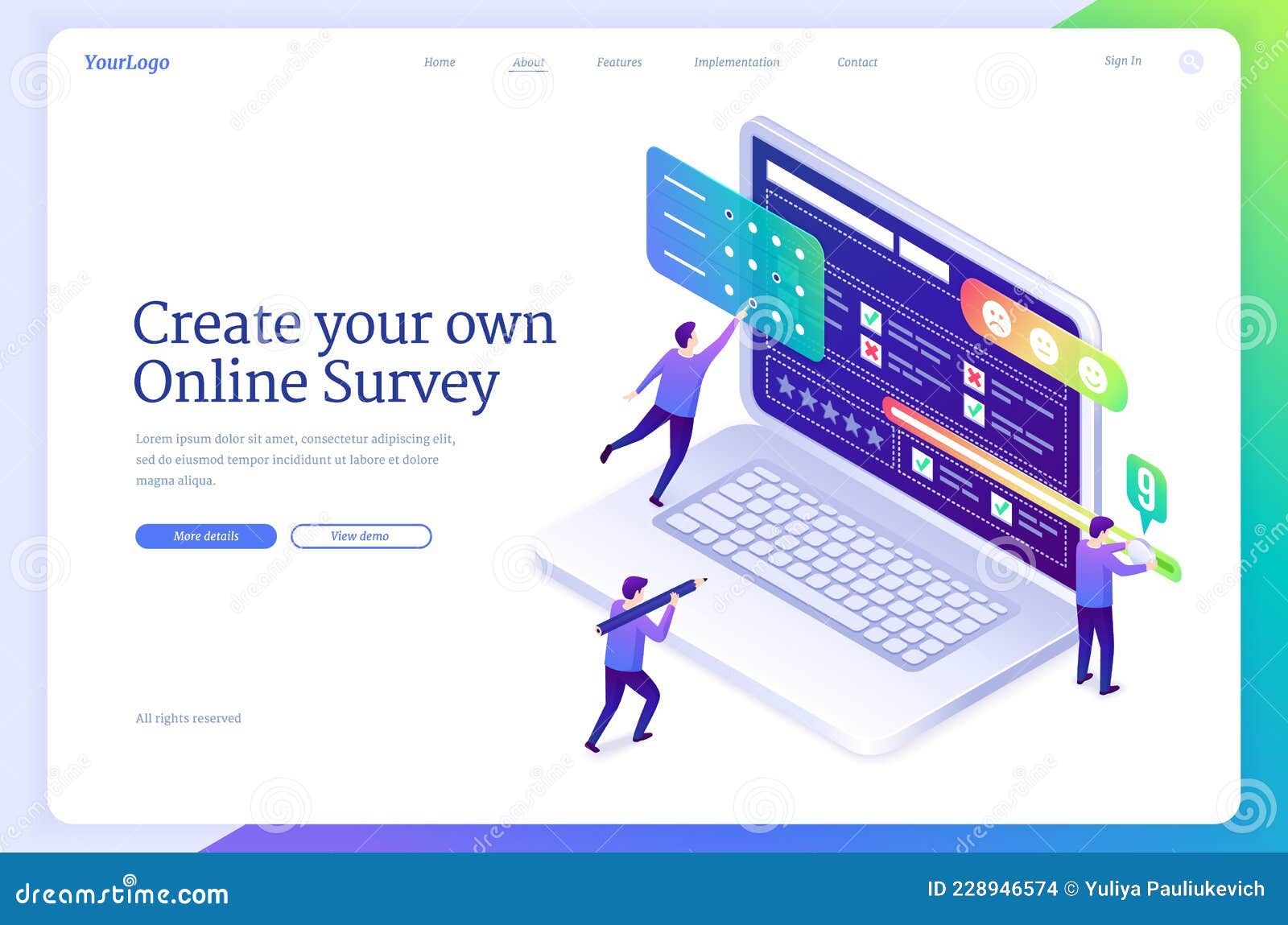 Vector Banner of Online Survey Service Stock Vector - Illustration of ...