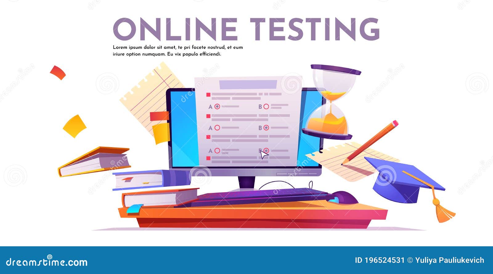 Vector Banner of Online Testing, Exam or Survey Stock Vector ...