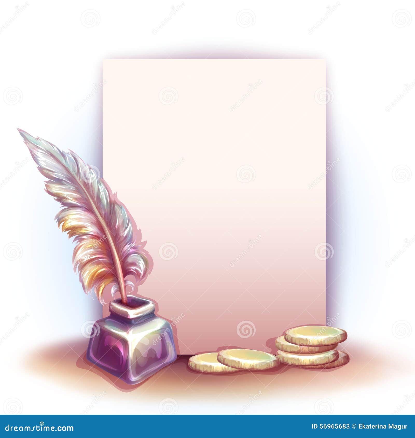 Vector Banner with Paper, Money and Feather Stock Vector - Illustration ...