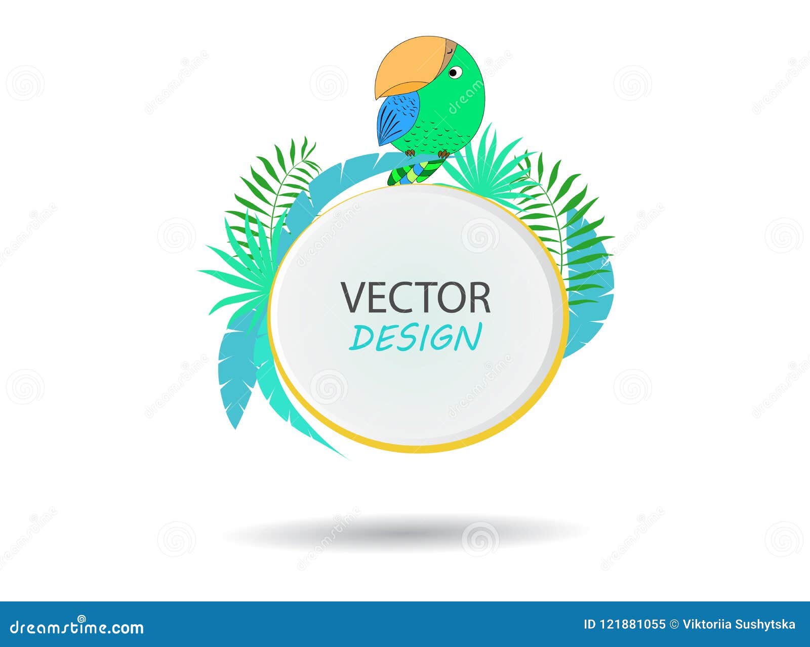 Vector Banner with Parrot. Frame for Text with a Character. Cartoon ...