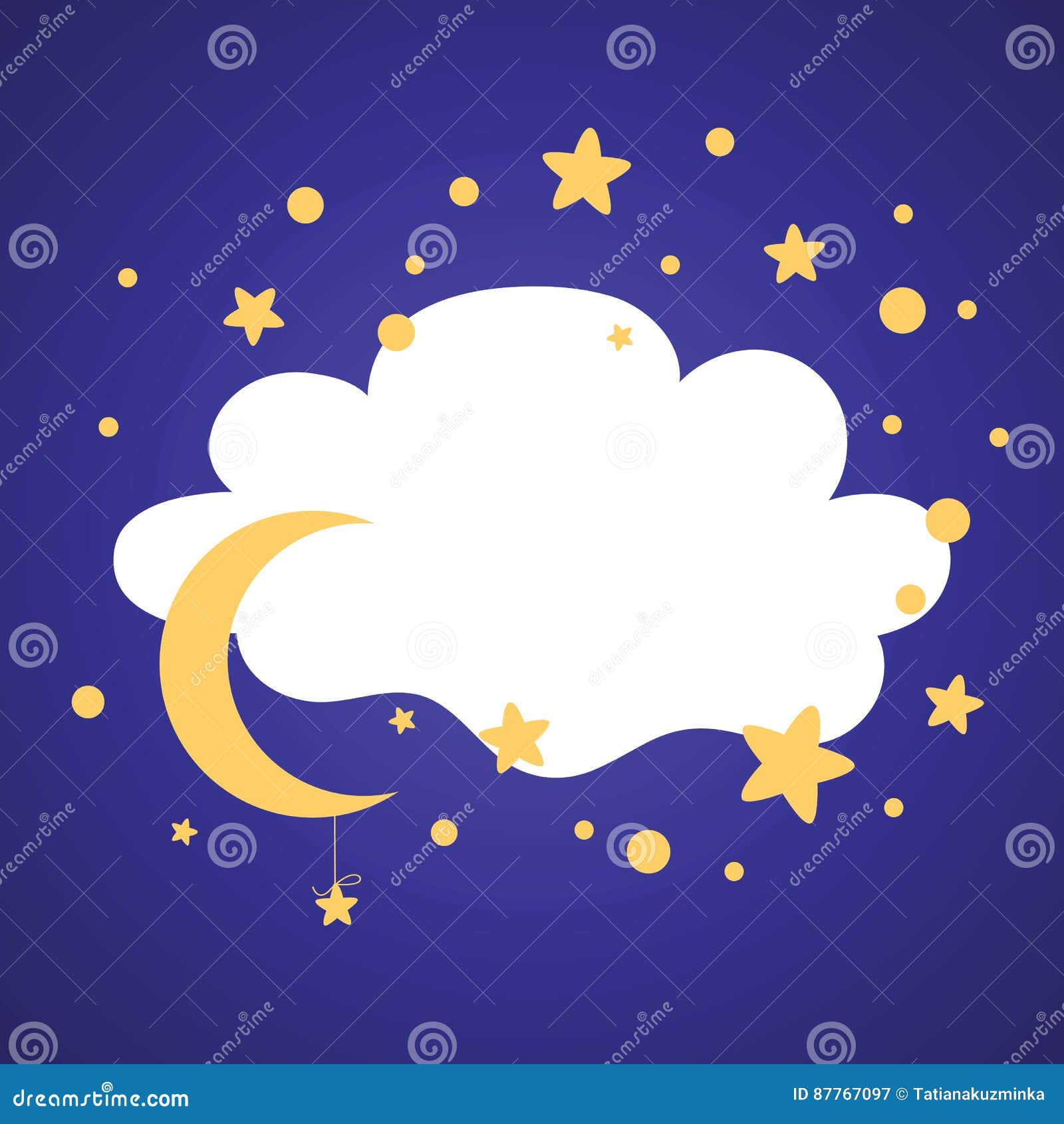 Vector Banner with Stars, Cloud Shape Moon and Place for Text Stock ...