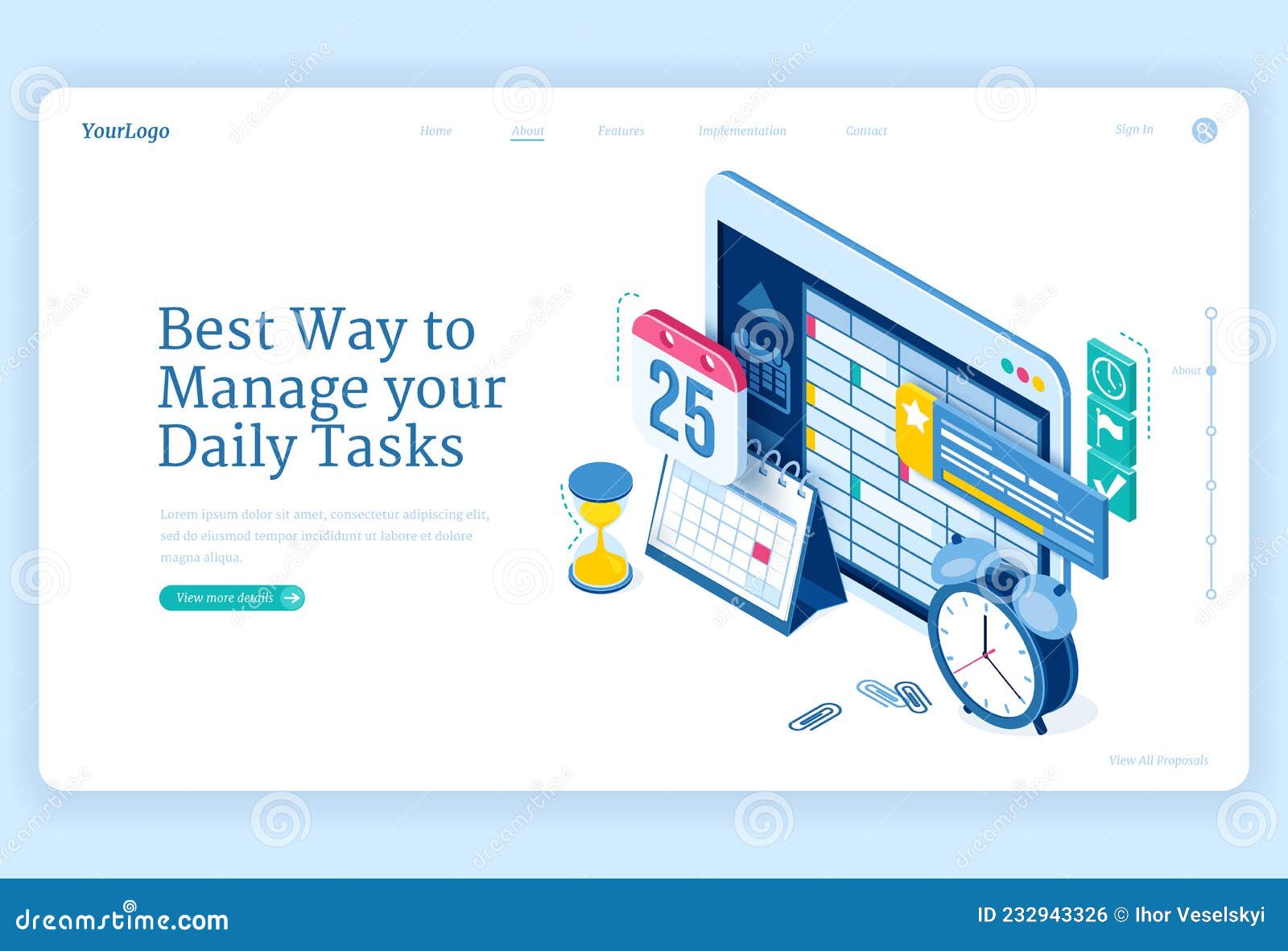 Vector Banner of daily Tasks Management Stock Vector - Illustration of ...