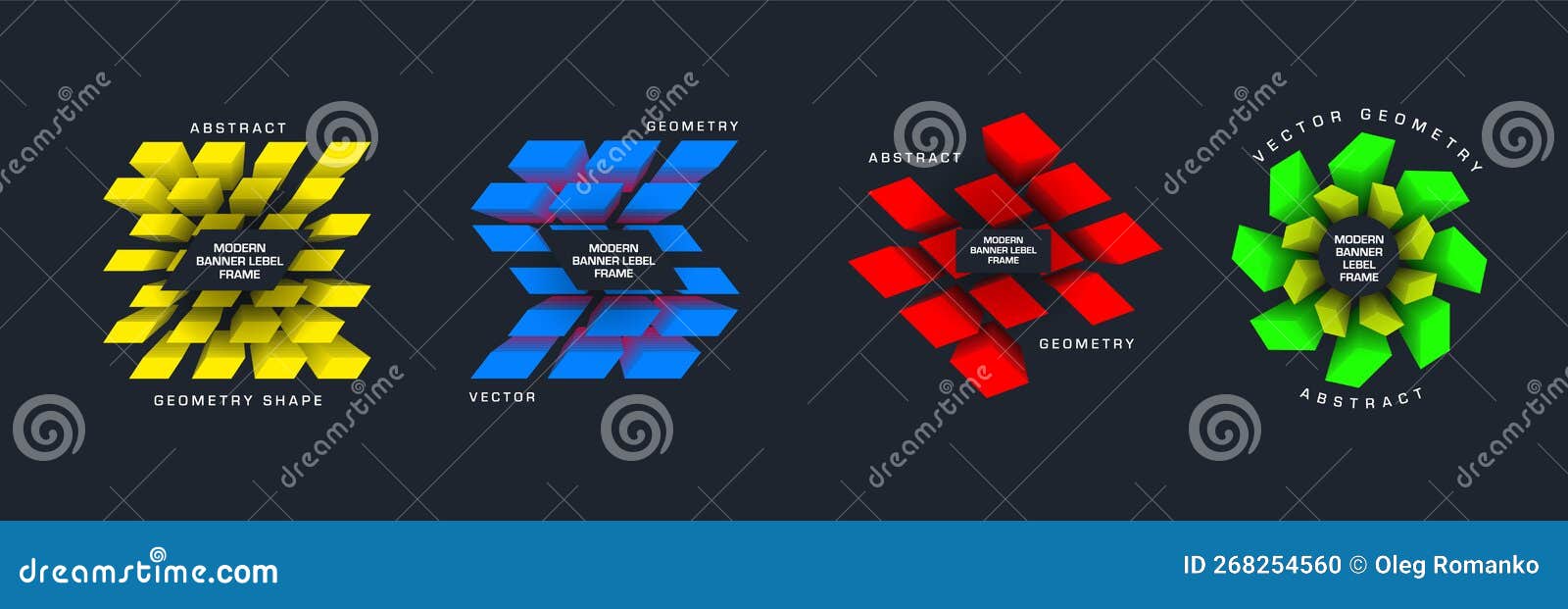 Vector Banner Template, Gradient Geometric Tag with Parallelogram in ...