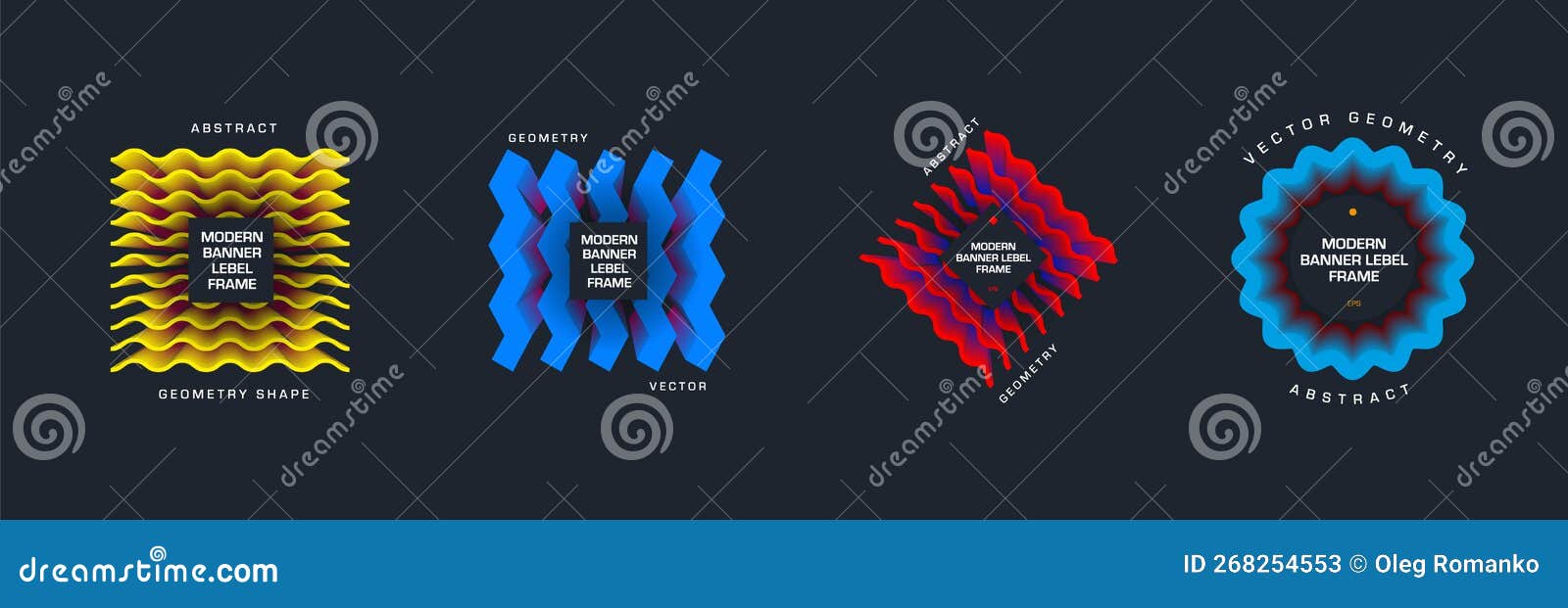 Vector Banner Template, Modern Geometric Tag with Zigzag Shape, Wavy ...