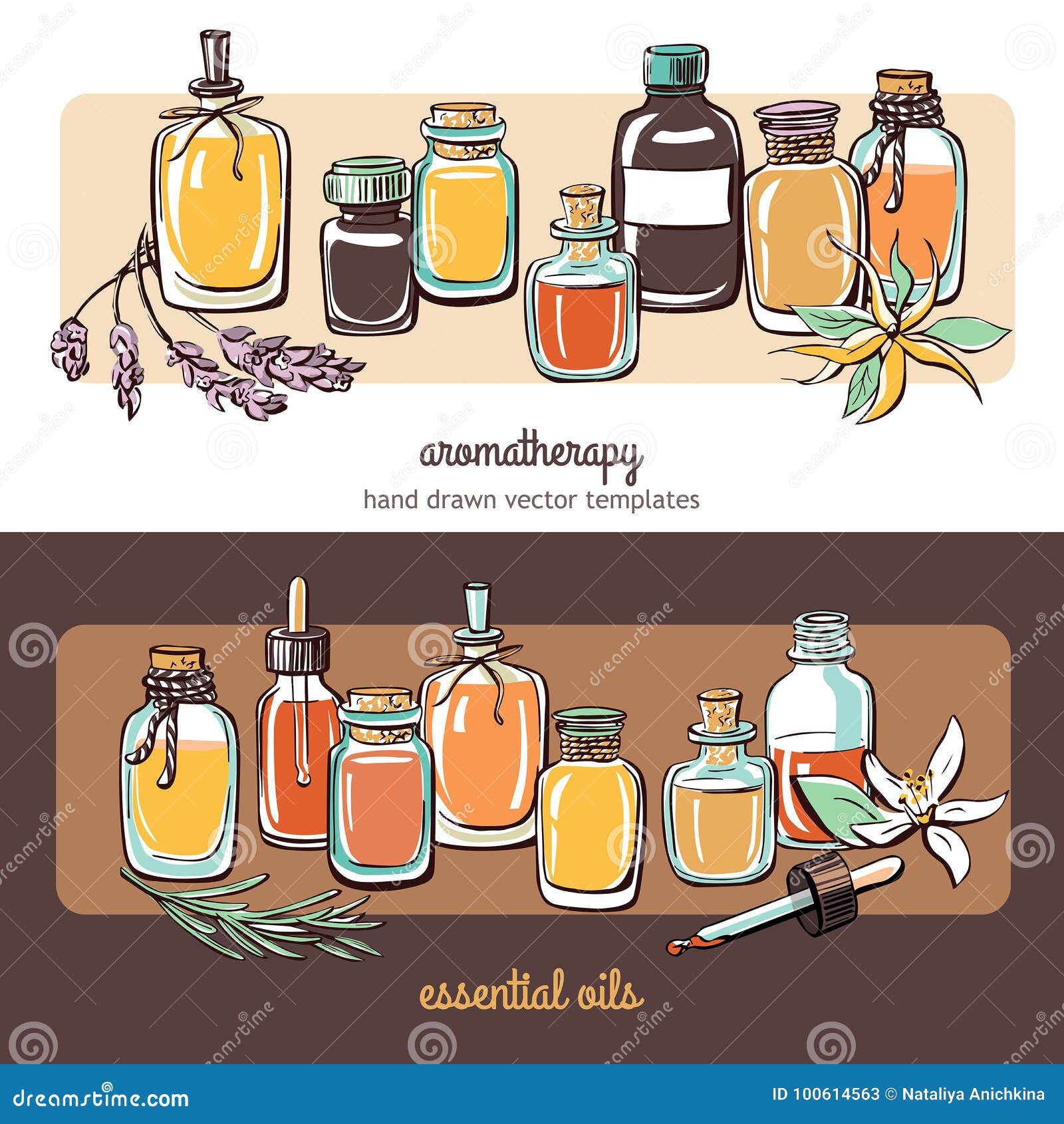 Vector Banner Templates with Essential Oil Bottles Stock Vector ...