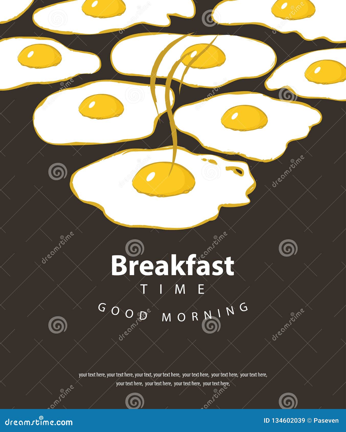 Banner for Breakfast Time with Fried Eggs Stock Vector - Illustration ...