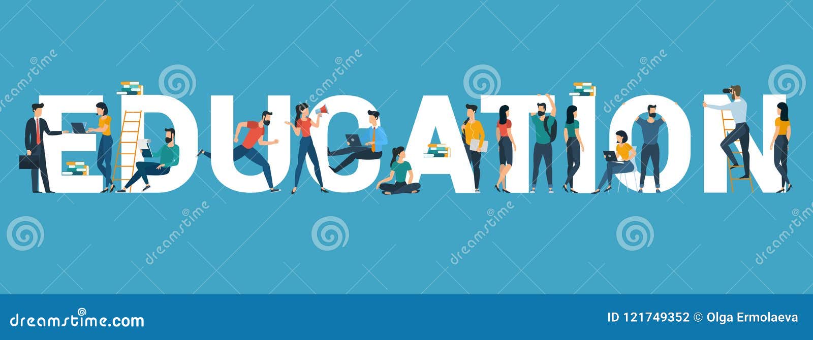 Vector Banner with the Word `education`. Stock Vector - Illustration of ...