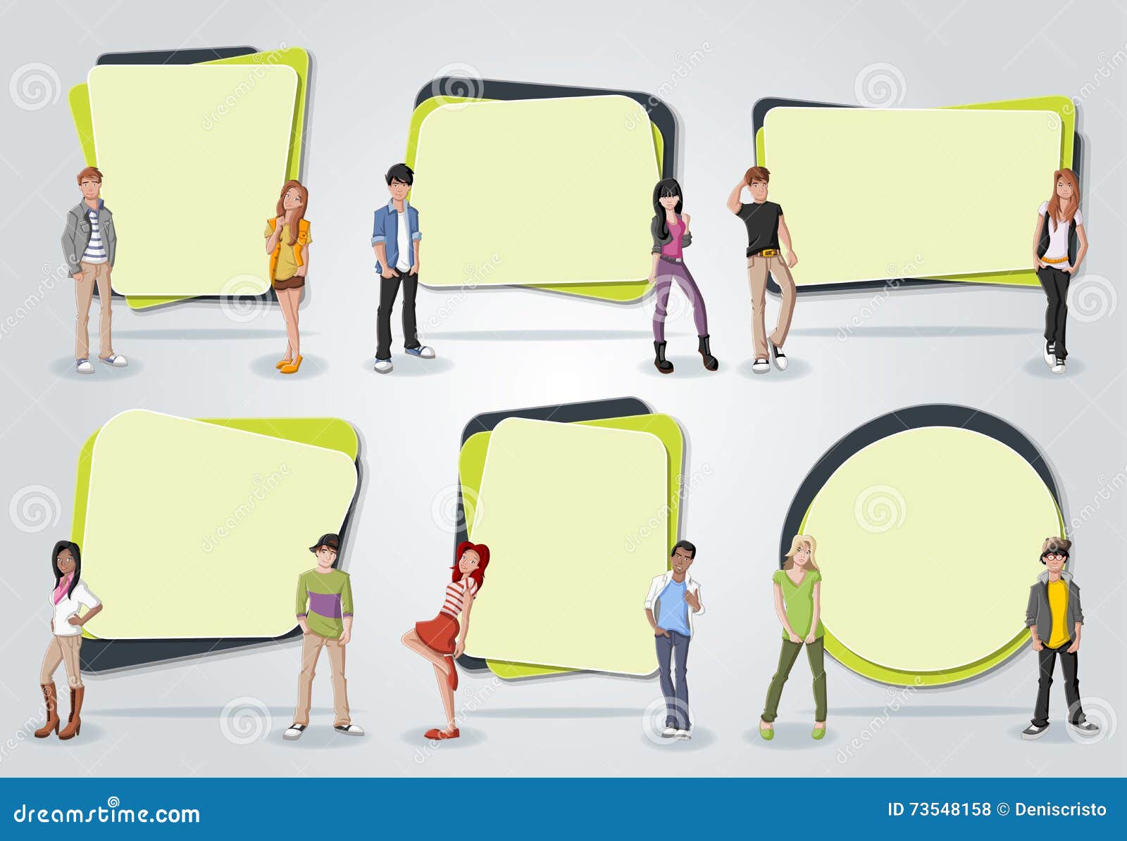 Vector Banners / Backgrounds With Cartoon Young People. | CartoonDealer ...