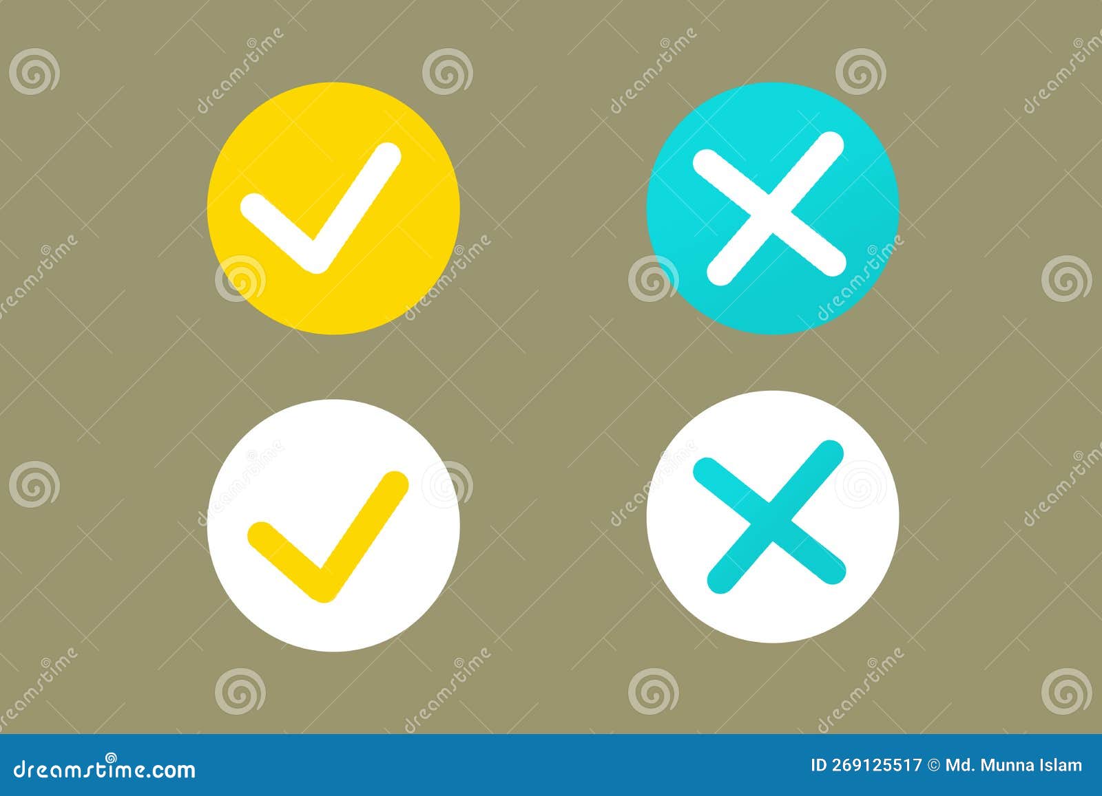 Vector Banners with Check Marks Confirmation. Check Mark and Cross or X ...