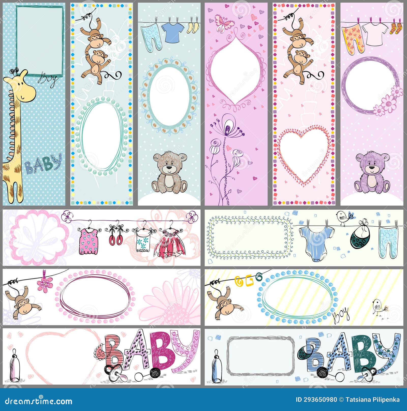 Vector banners stock photo. Image of happy, giraffe - 293650980