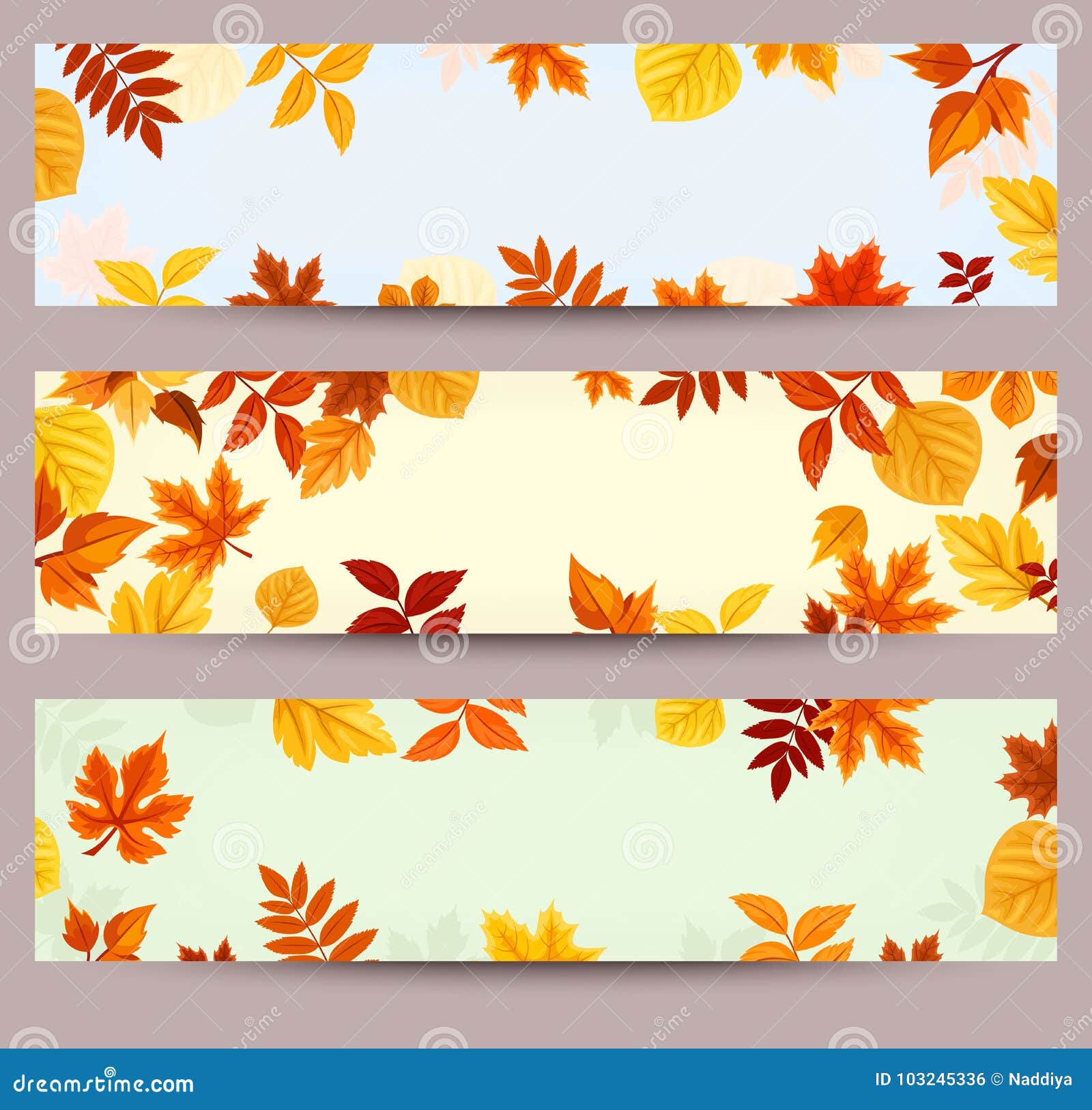 Vector Banners with Colorful Autumn Leaves. Stock Vector - Illustration ...