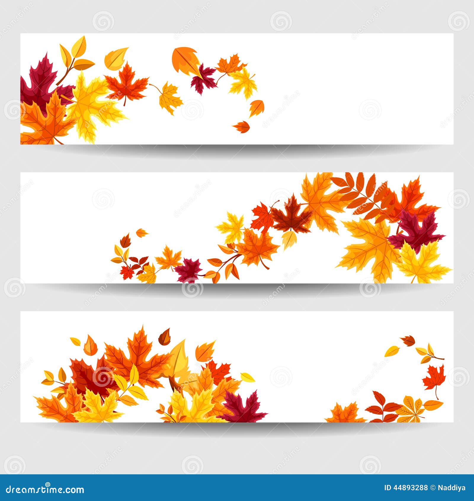 Vector Banners with Colorful Autumn Leaves. Stock Vector - Illustration ...