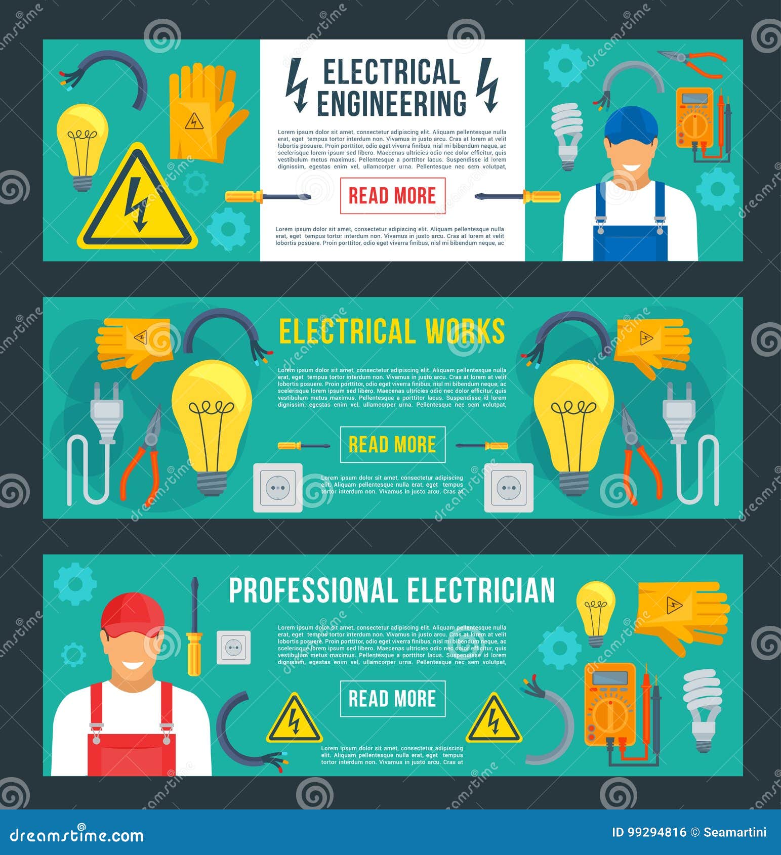 Vector Banners for Electrical Engineering Stock Vector - Illustration ...