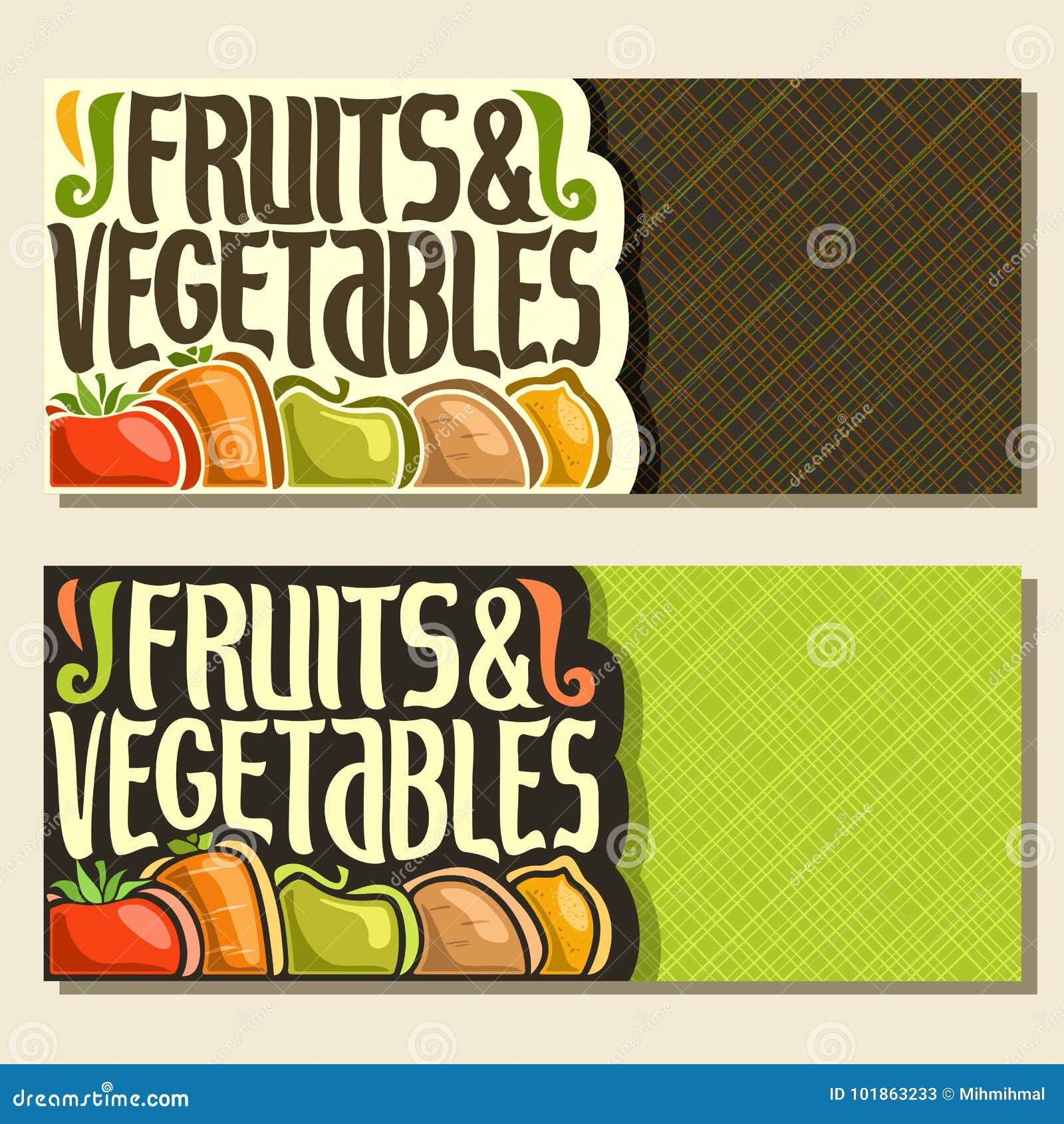 Vector Banners for Fruits and Vegetables Stock Vector - Illustration of ...