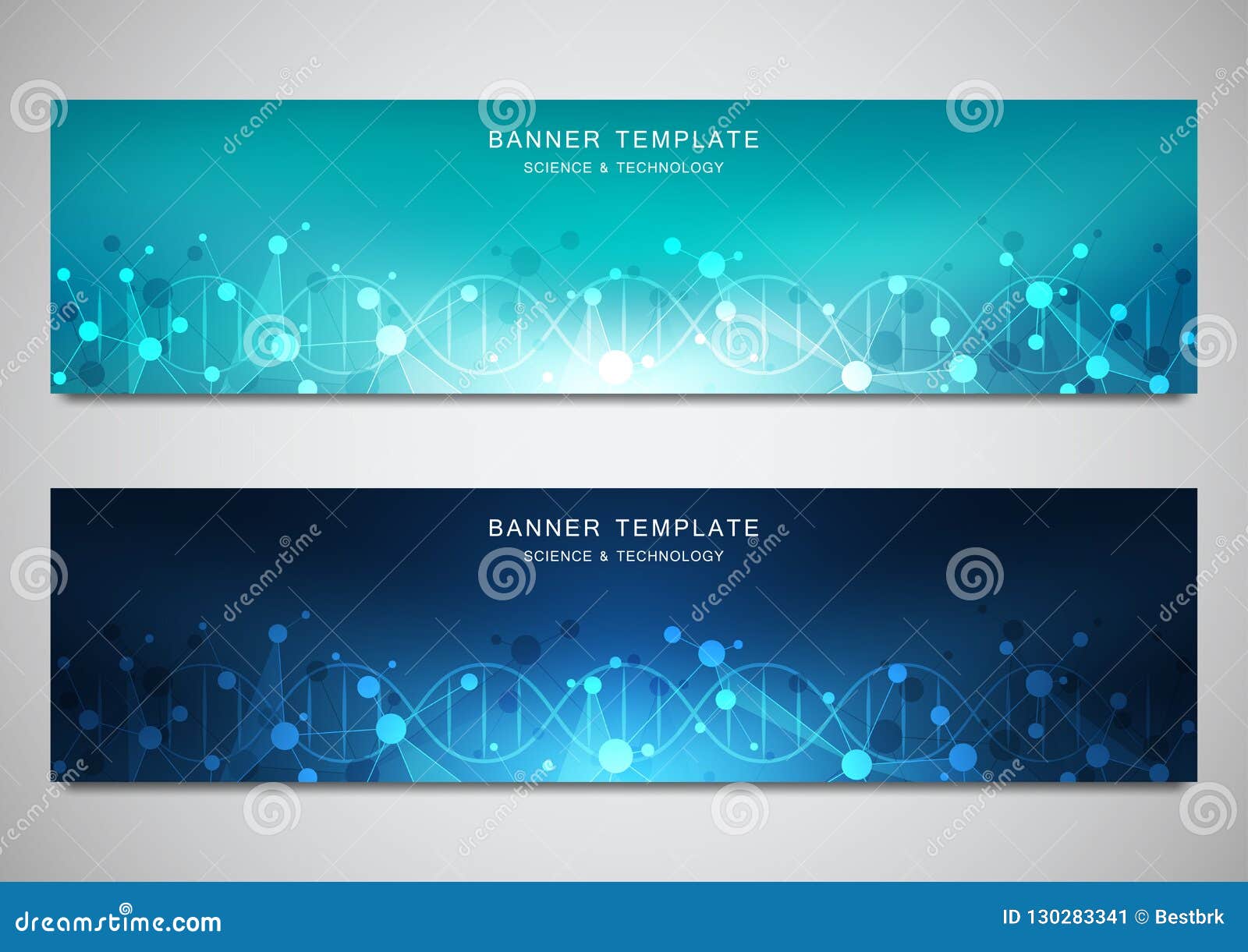 Vector Banners and Headers for Site with DNA Strand and Molecular ...