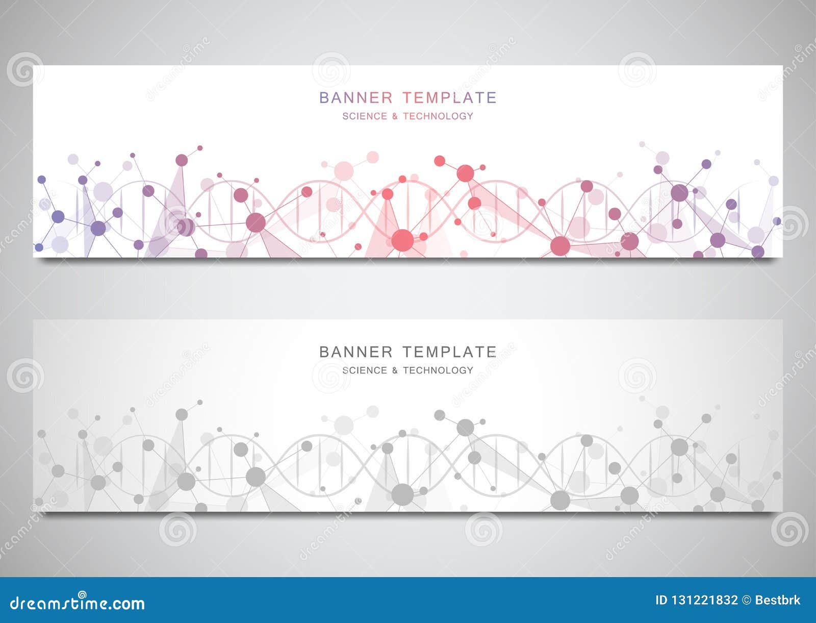 Vector Banners and Headers for Site with DNA Strand and Molecular ...
