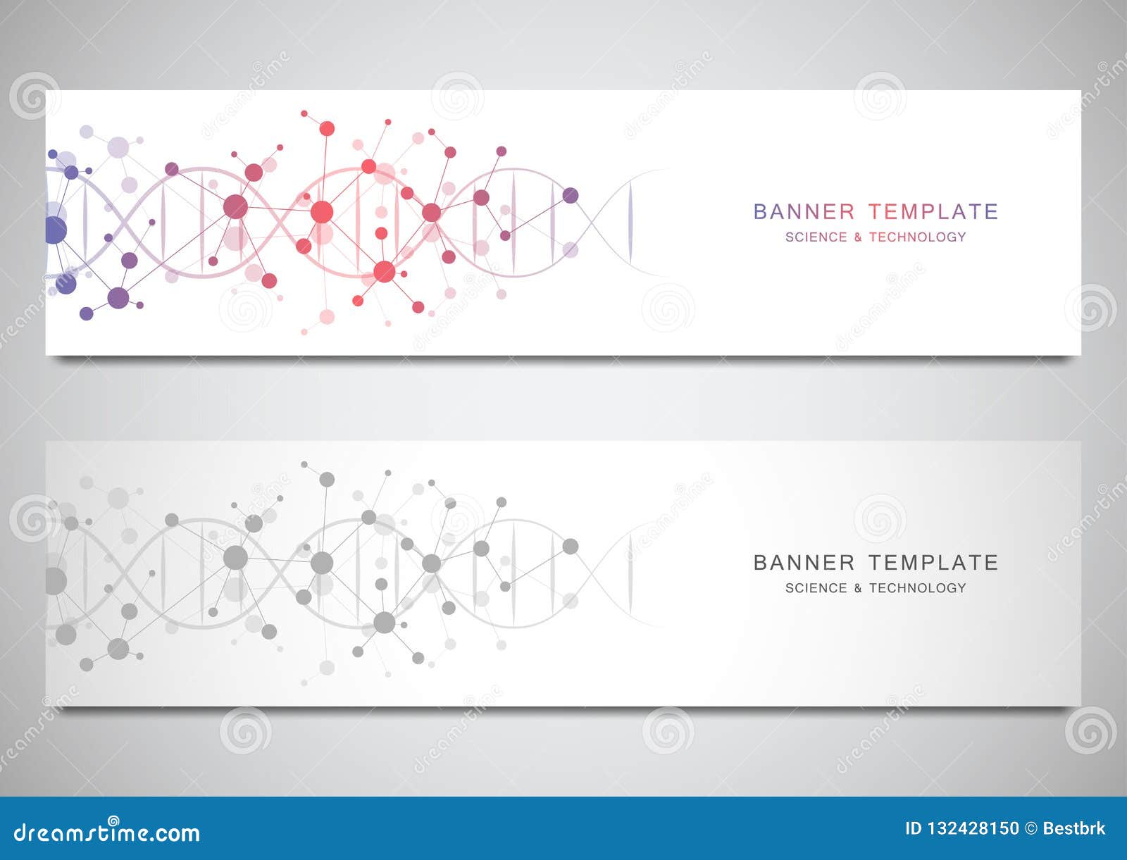 Vector Banners and Headers for Site with DNA Strand and Molecular ...